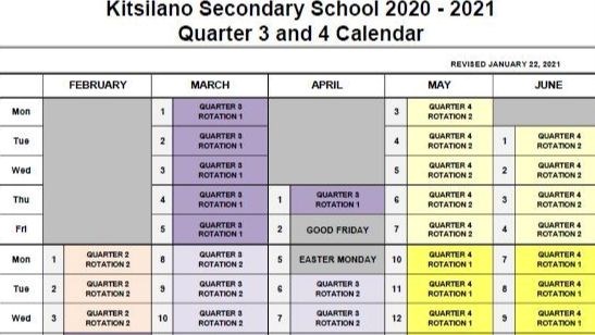 UPDATED - Kitsilano Q4 Schedules and Information